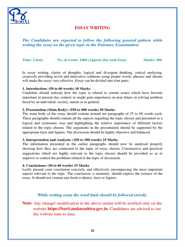 Guidelines for Writing Effective Essays for Entrance Examinations | PDF