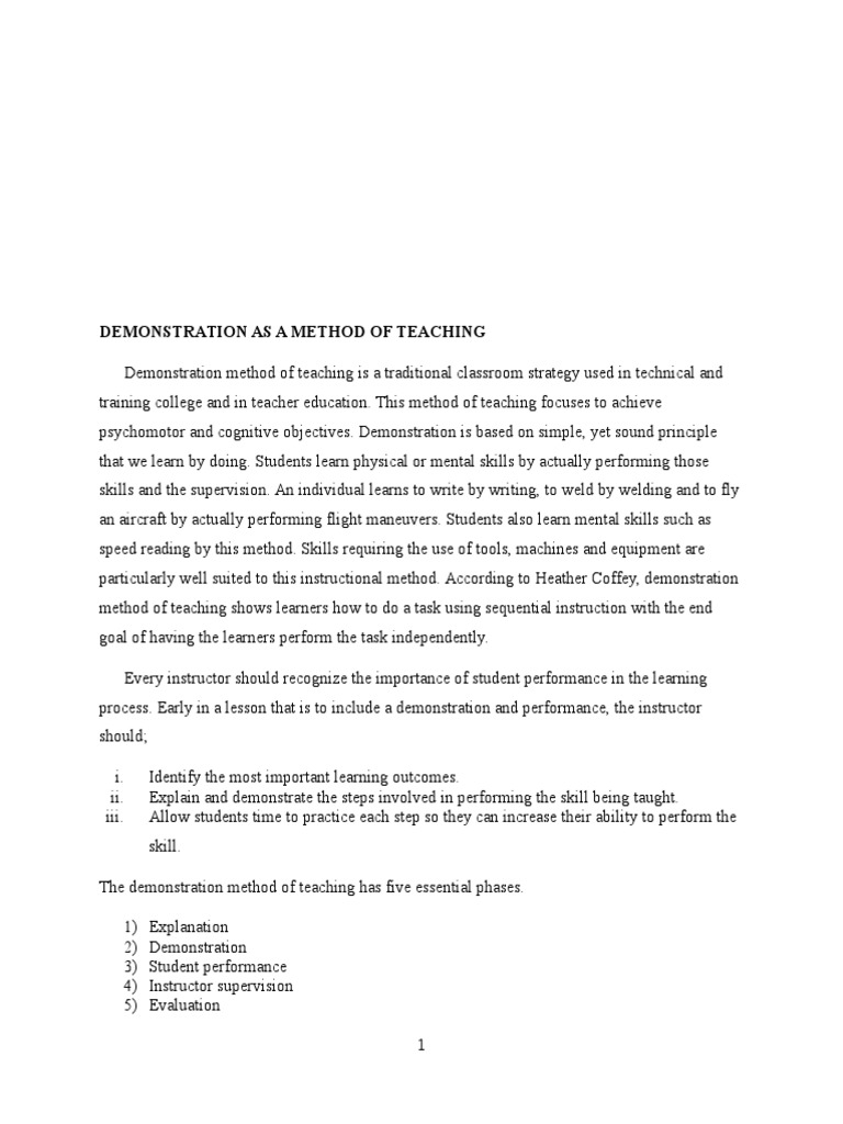 Demonstration As A Method of Teaching - Docxjcky | PDF | Competence ...