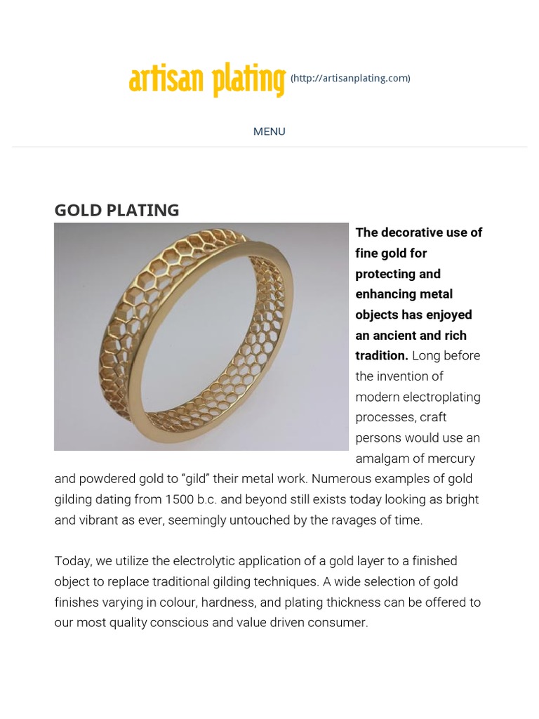 Artisan Plating Gold Plating - Artisan Plating | PDF | Gold | Metals