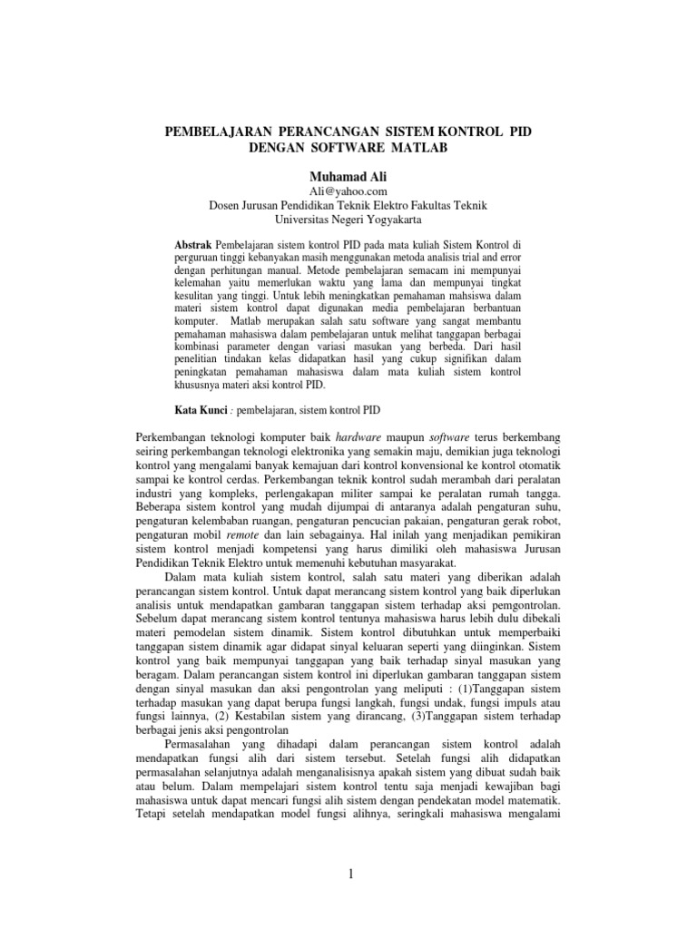 Tutorial Sistem Kontrol Pid PDF | PDF