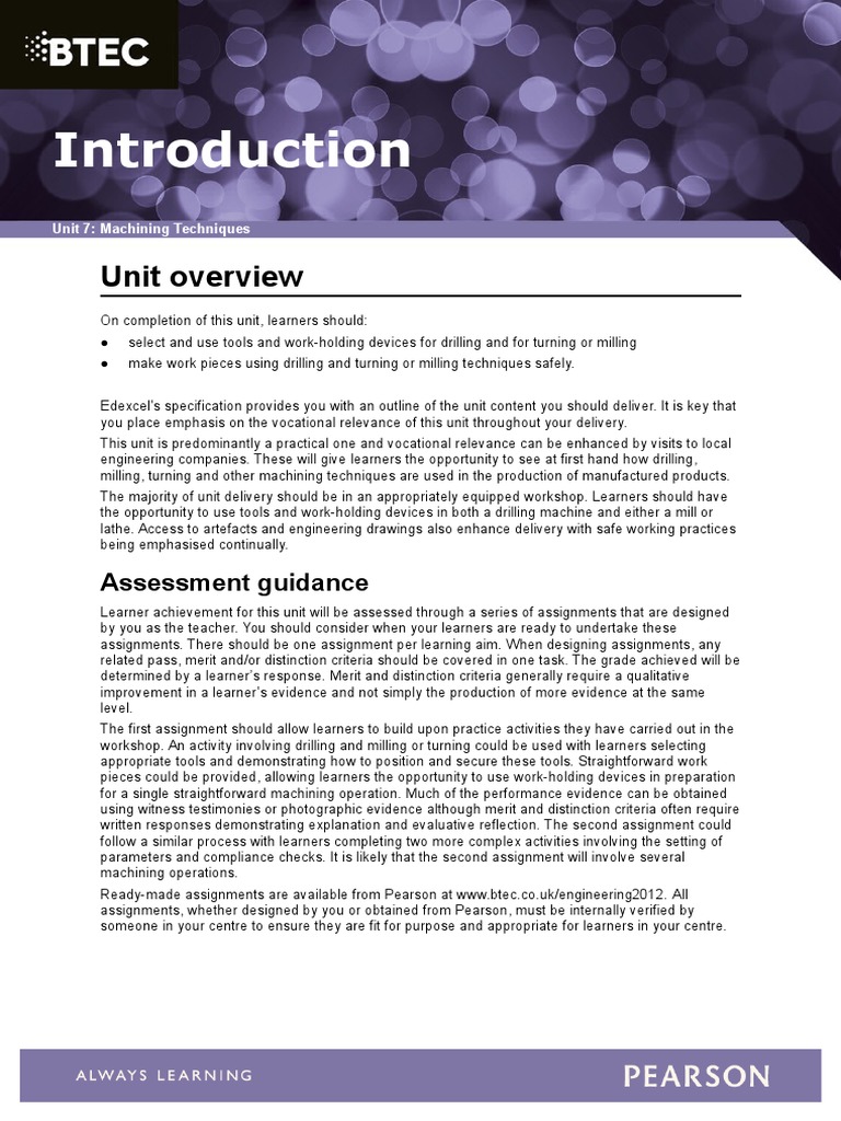 01 Btec12 First Eng U7 Intro | PDF | Lesson Plan | Educational Assessment