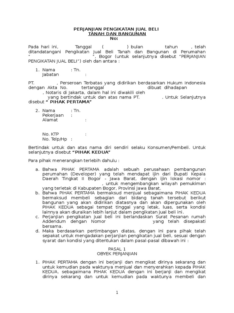 Draft Perjanjian Jual Beli | PDF | Hukum