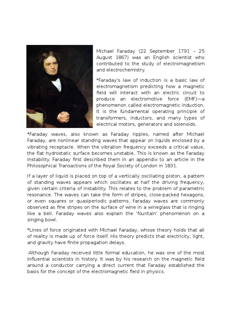 Michael Faraday | PDF | Electric Generator | Electromagnetic Induction