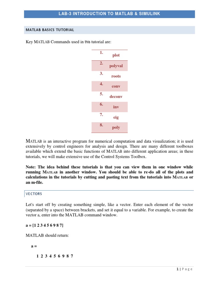 MATLAB & Simulink Basics Tutorial | PDF | Matrix (Mathematics) | Matlab