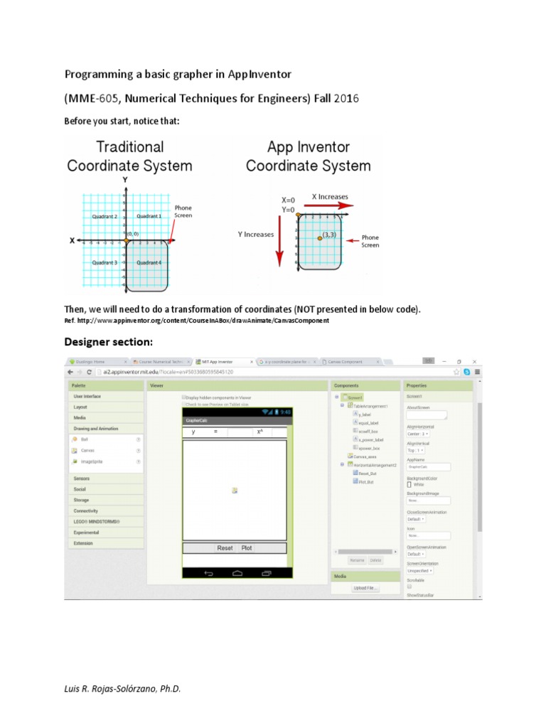 Programming A Basic Grapher in AppInventor | PDF
