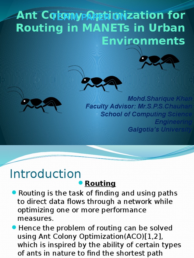 Ant Colony Optimization Algorithm Routing For MANET in Urban ... Ant Colony Optimization Algorithm Routing For MANET in Urban ...