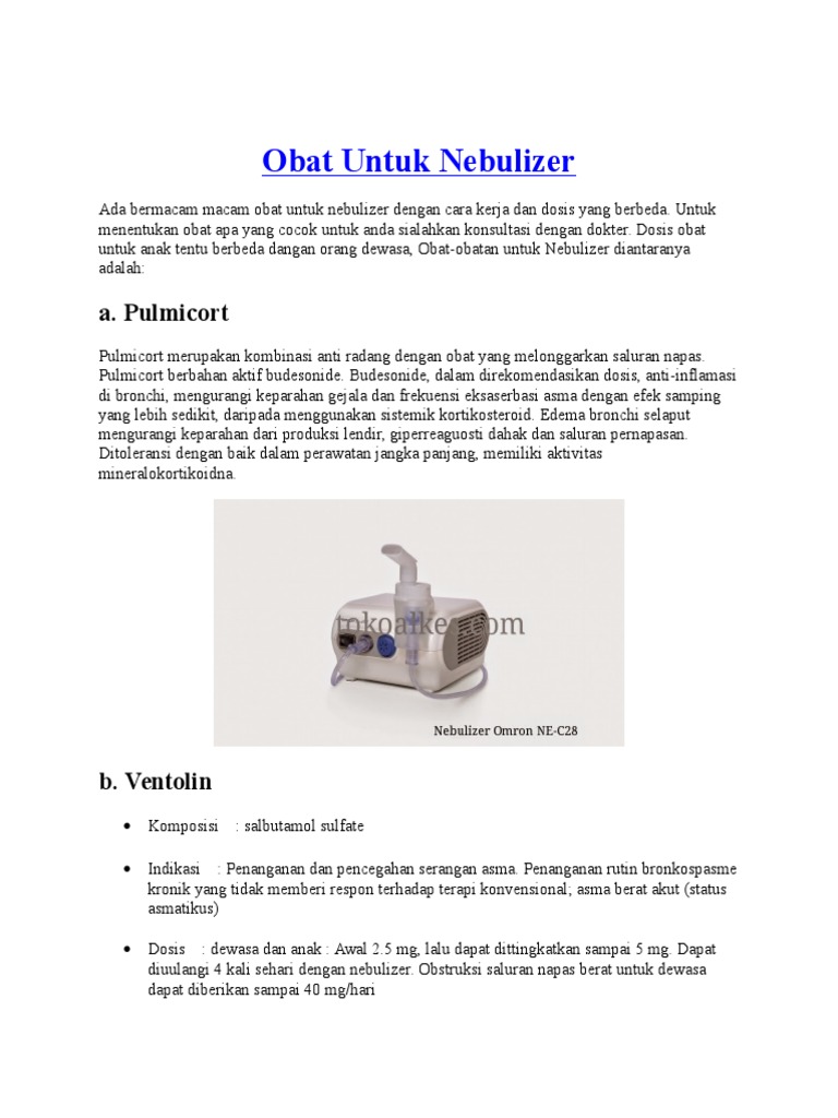Obat Untuk Nebulizer | PDF
