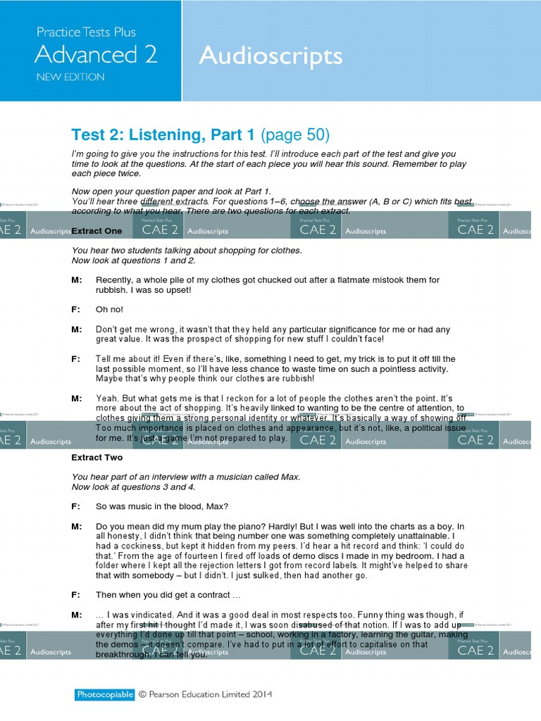 PTP Adv Test 2 Audioscripts | PDF