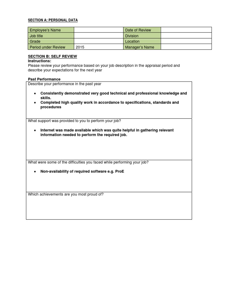 Appraisal Form Sample | PDF | Diversity (Business) | Performance Appraisal