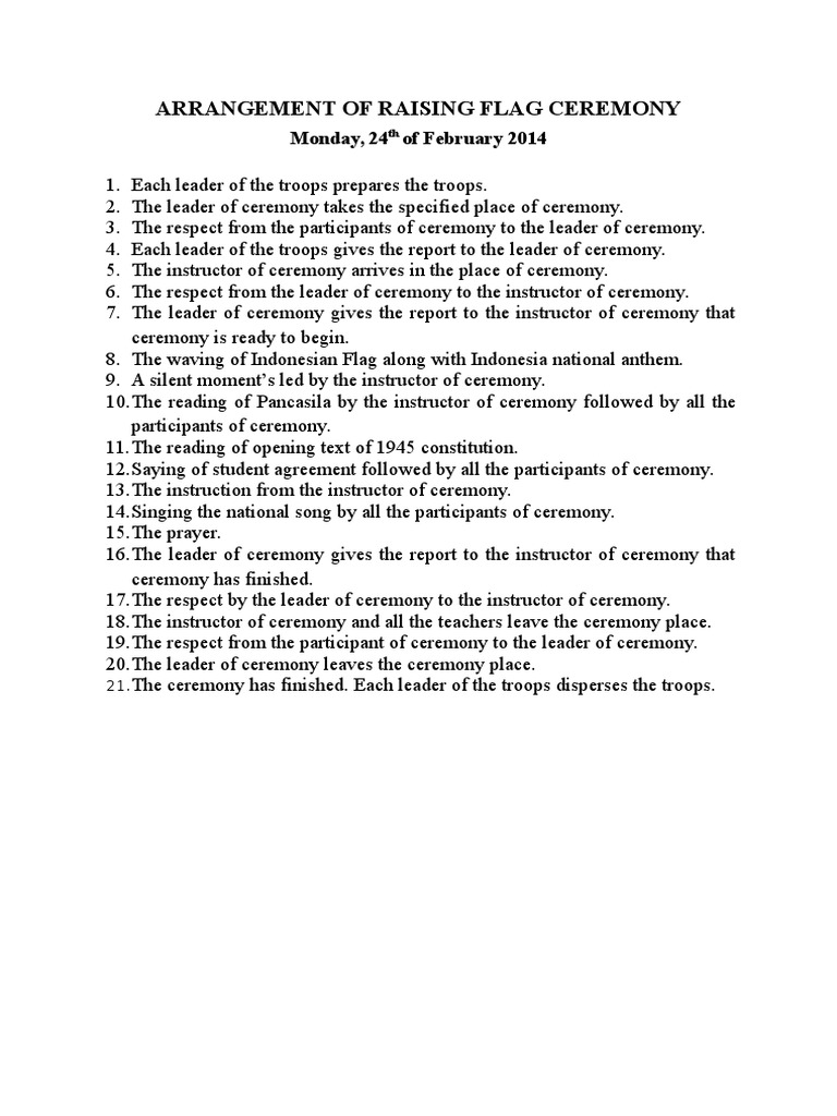 Flag Raising Ceremony Protocol | PDF