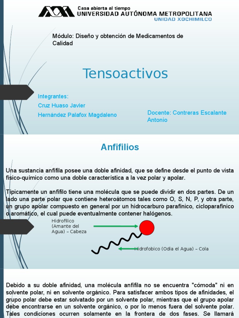 Tensoactivos: Solvatado y Apolaridad | PDF | Química | Química Física