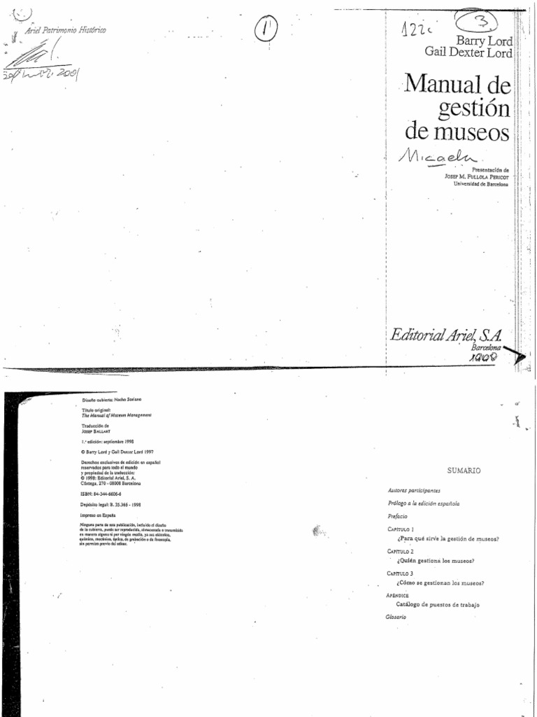 B. Lord - Manual For Museum Management ESP | PDF