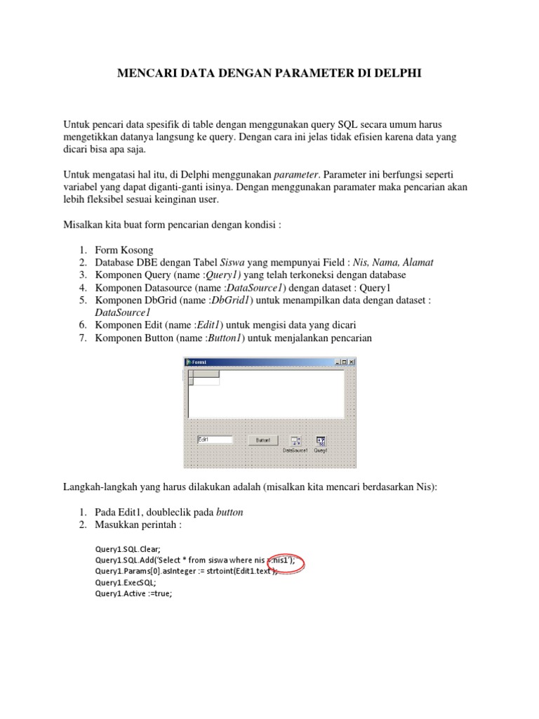 Mencari Data Dengan Parameter Di Delphi | PDF