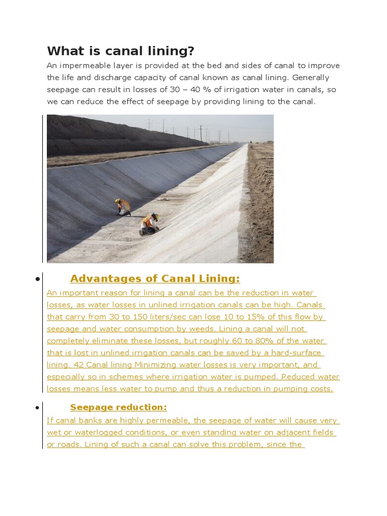 What Is Canal Lining | PDF | Concrete | Soil
