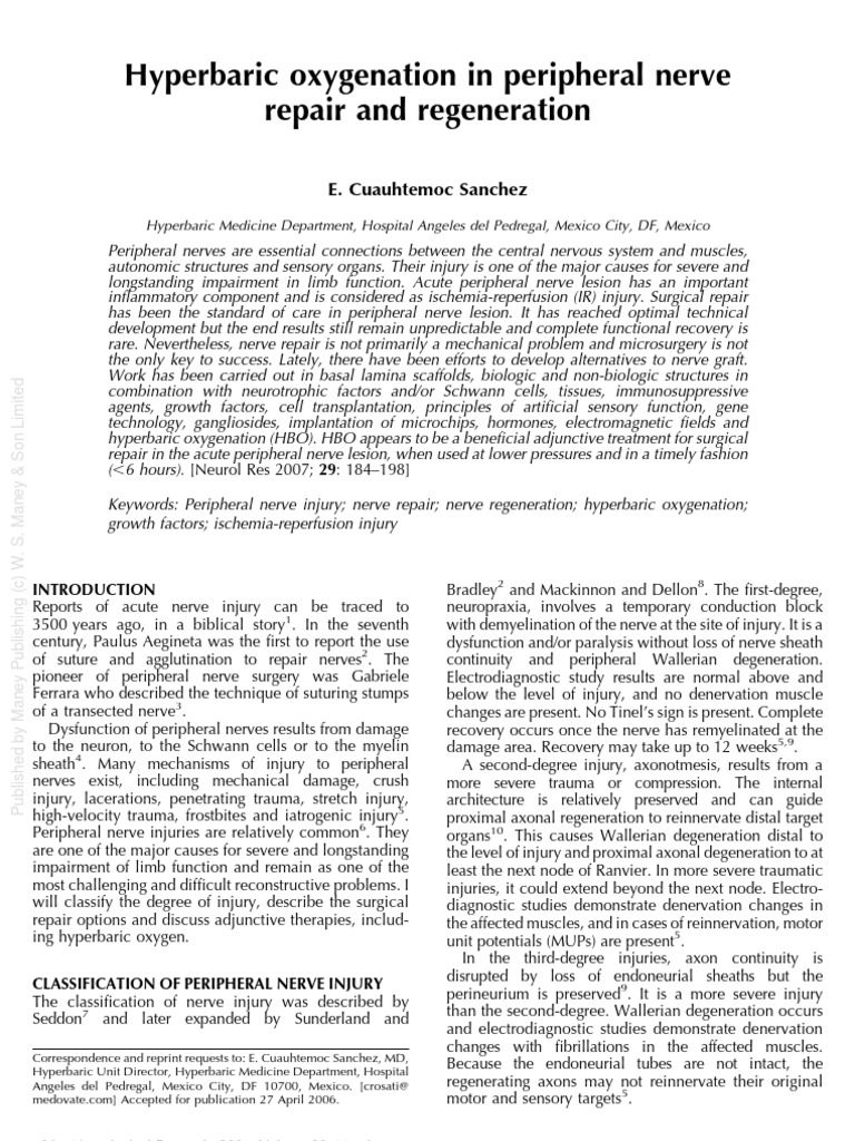 Peripheral Nerve Repair and Regeneration | PDF | Nerve | Axon