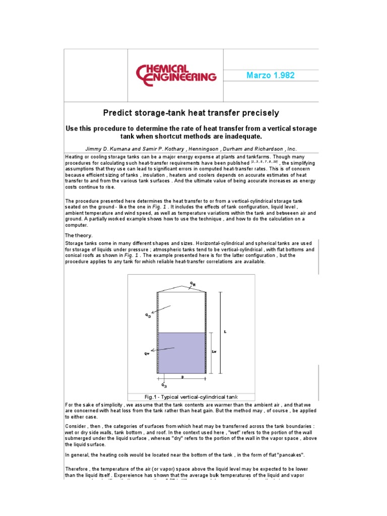Storage Tank Heat Transfer Calculations | PDF | Heat Transfer | Thermal ...