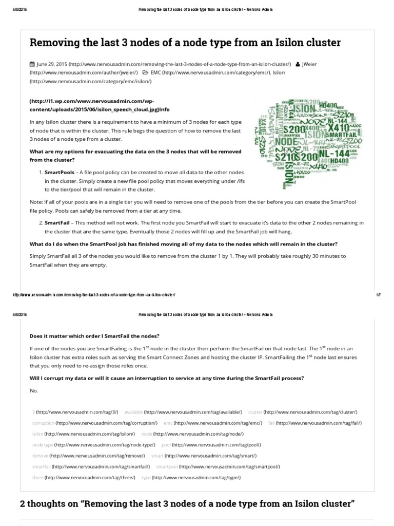 Removing The Last 3 Nodes of A Node Type From An Isilon Cluster ...