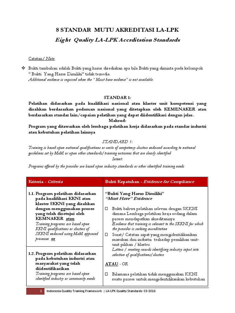 8 Standar Mutu Akreditasi | PDF