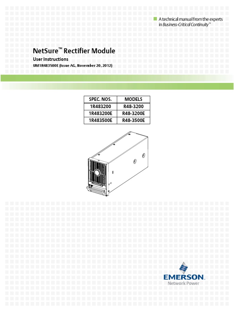 R48 3500e Rectifier UM1R483500e PDF | PDF | Alternating Current | Rectifier