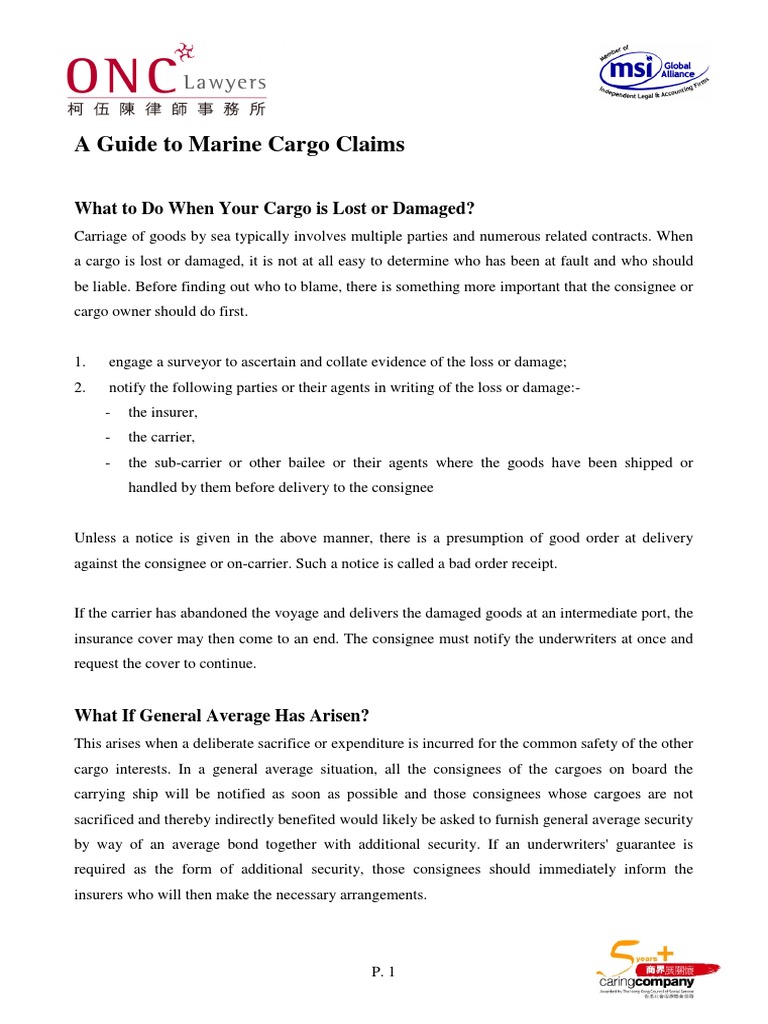 Marine Cargo Claims PDF | PDF