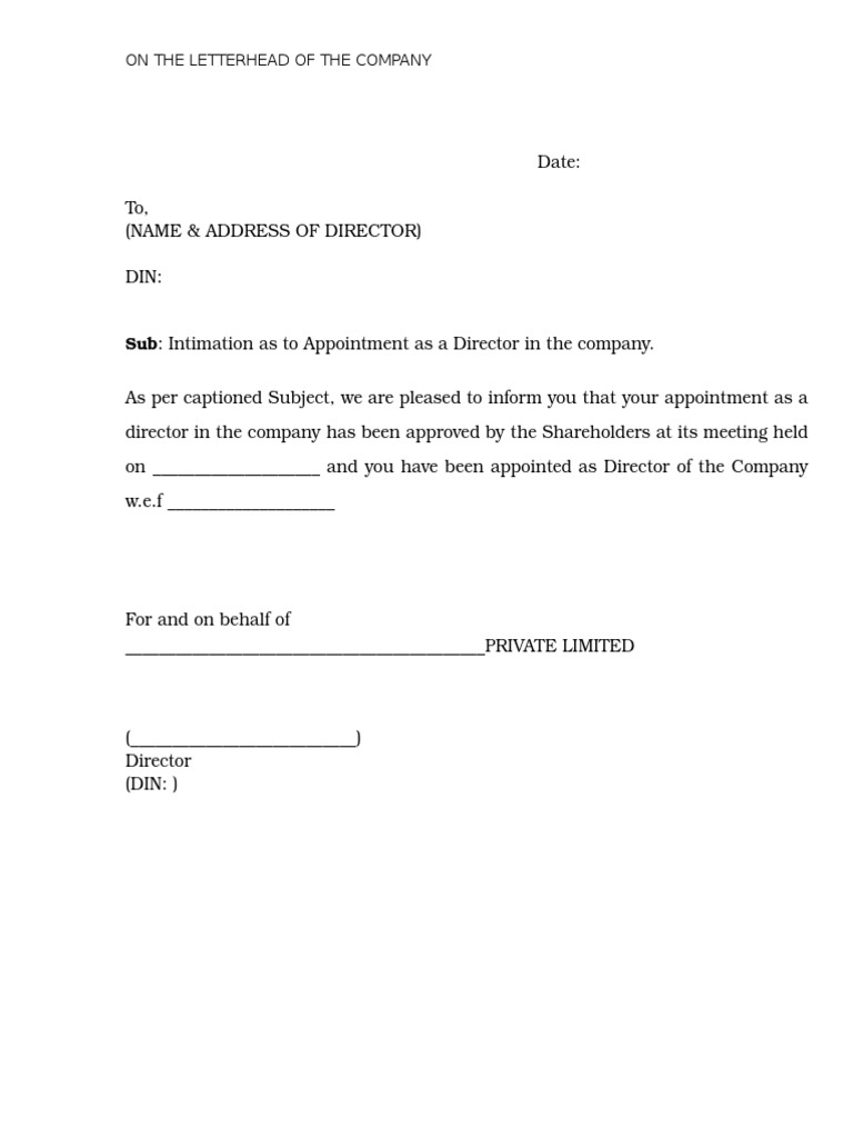 Format of Appointment Letter | PDF