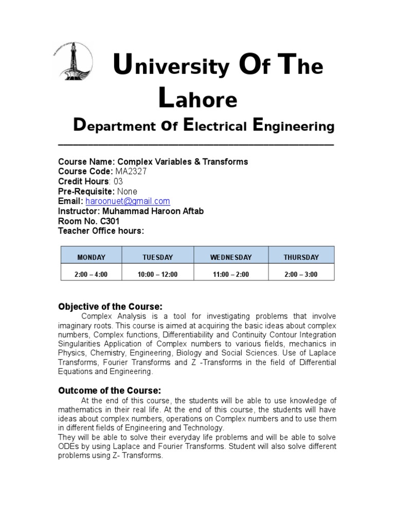 Complex Outline | PDF | Laplace Transform | Complex Number