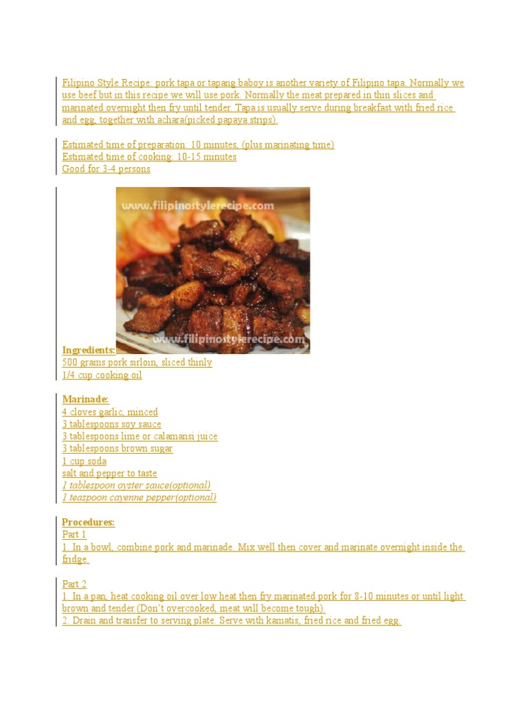 Filipino Style Recipe | PDF