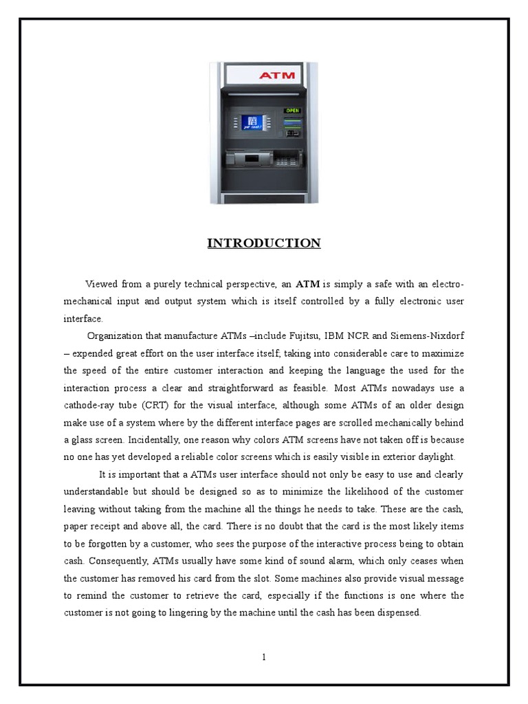 ATM | PDF | Automated Teller Machine | Debit Card