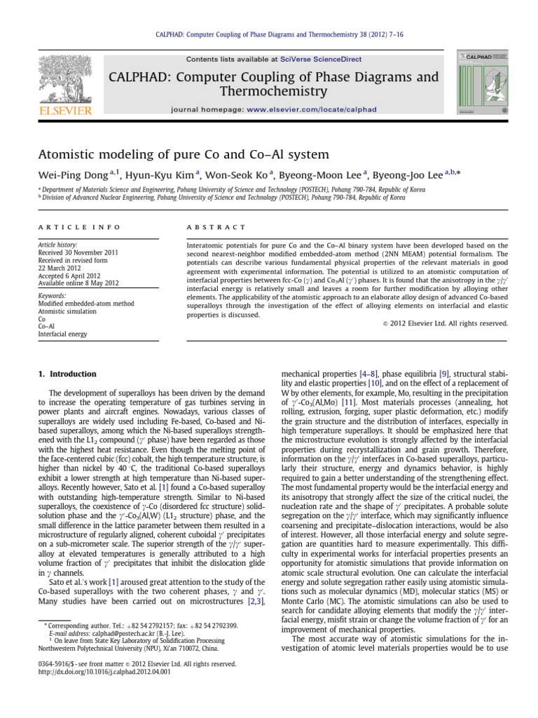 MEAM Potential For Pure Co and Co-Al System | PDF | Chemical Product ...