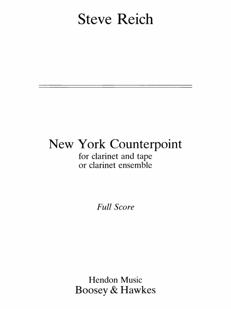 Reich New York Counterpoint PDF | PDF