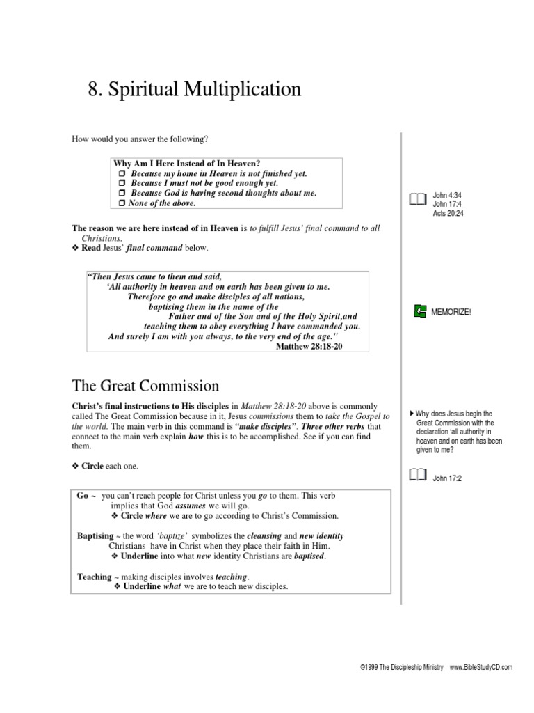 Spiritual Multiplication | PDF | Disciple (Christianity) | Great Commission