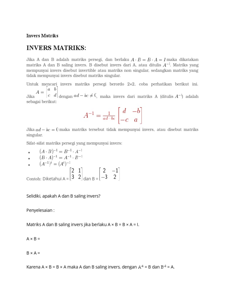 Invers Matriks | PDF
