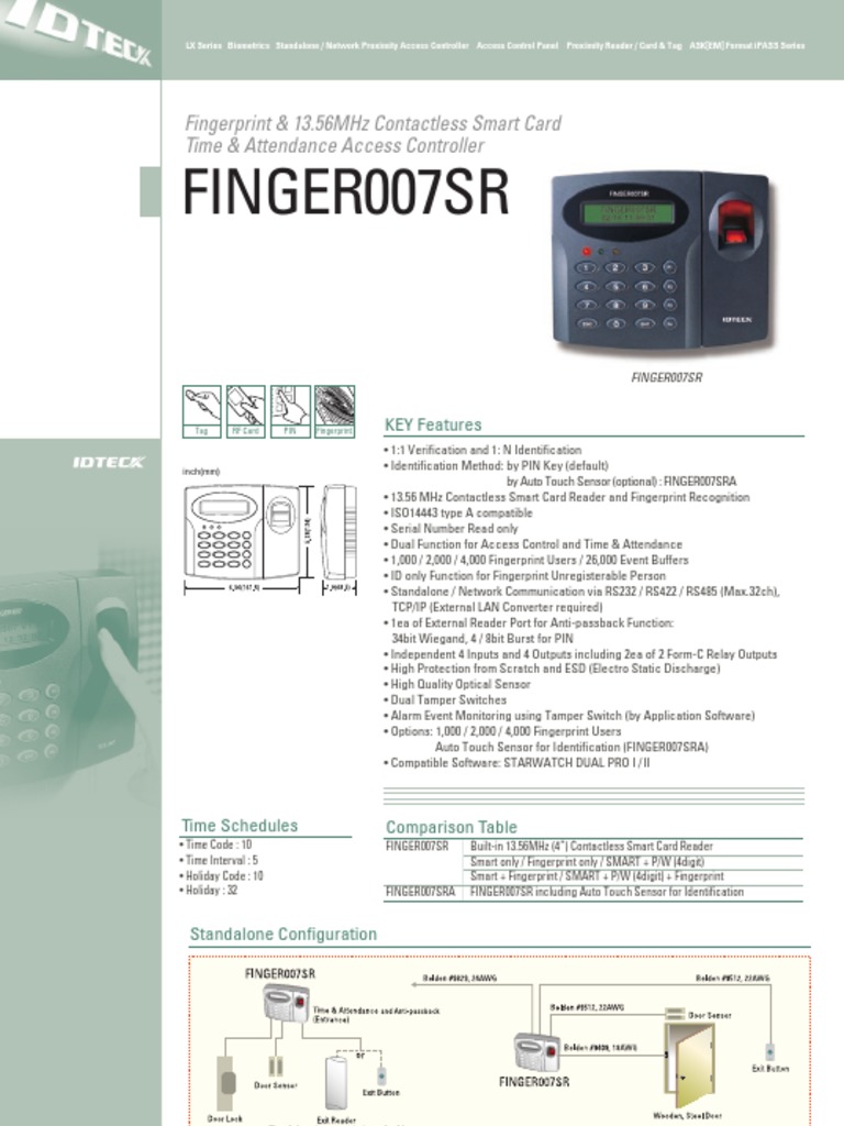Finger 007 SR | PDF | Access Control | Radio Frequency Identification