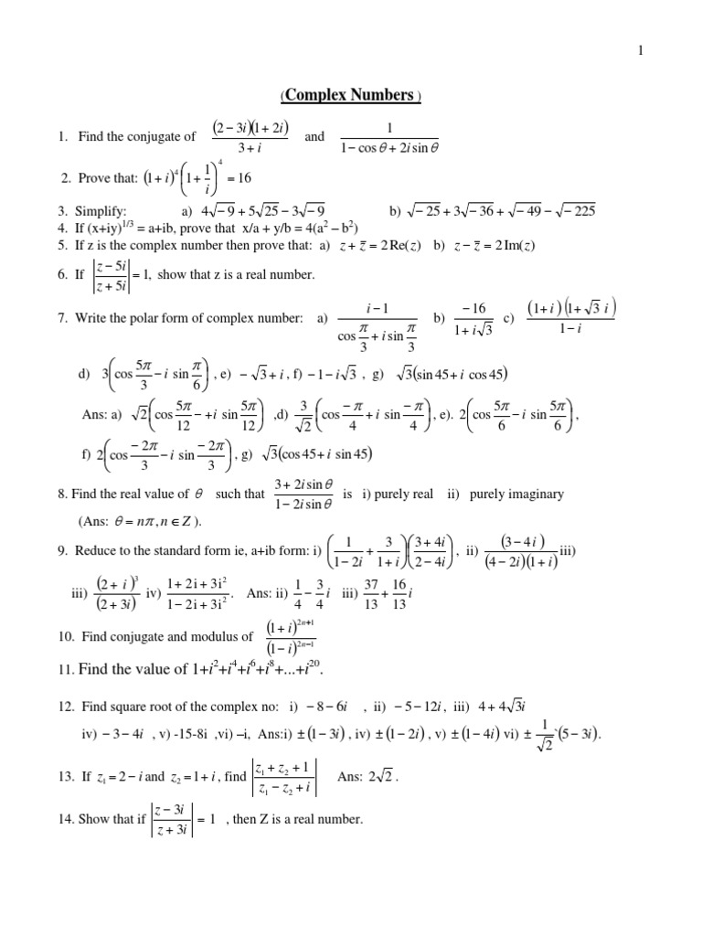Complex Numbers I I I I Pdf Complex Number Algebraic Structures