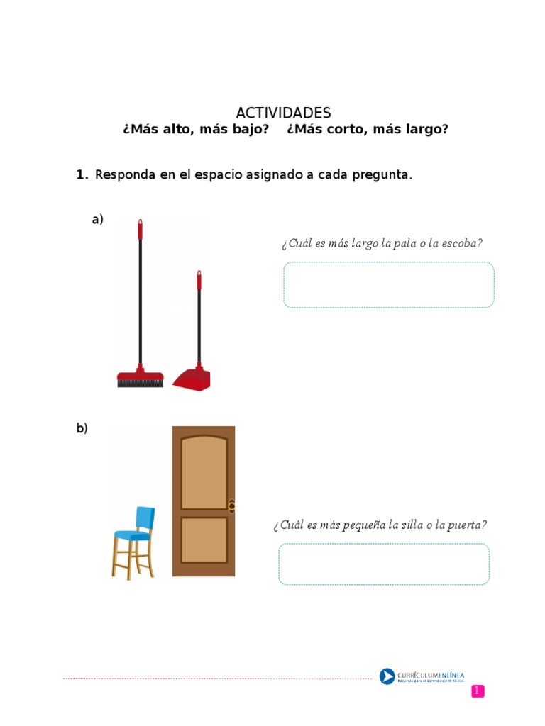 Actividades de Comparación de Tamaños | PDF