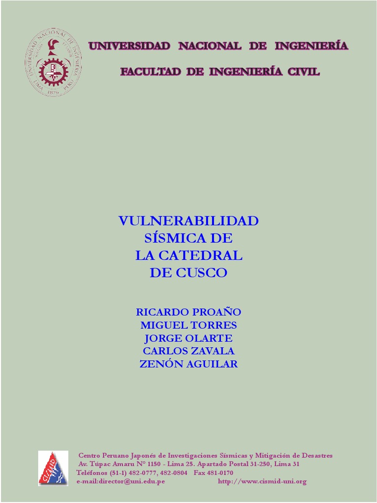 Vulnerabilidad Sismica de La Catedral Del Cusco PDF | PDF | Bóveda ...