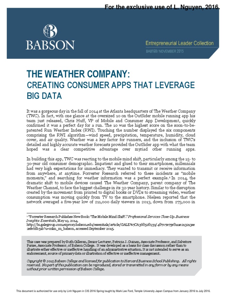 The Weather Company PDF | PDF | Agile Software Development | Mobile App