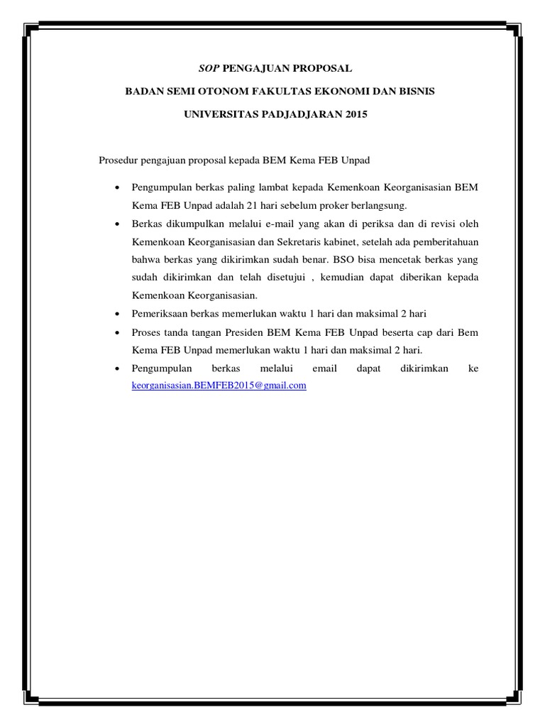 Sop Pengajuan Proposal | PDF
