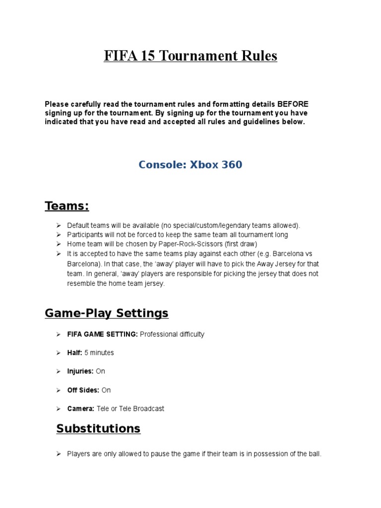 FIFA Tournament Rules | Tournament | Sports Competitions