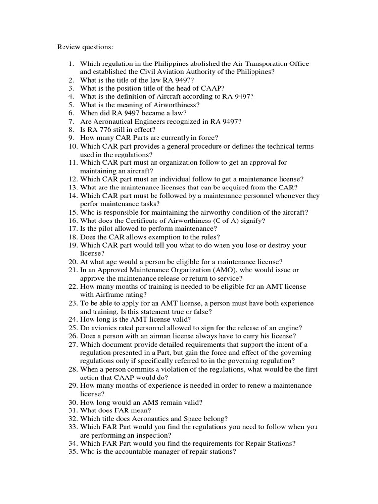 Questions For Airlaw | PDF | Aviation | Aeronautics