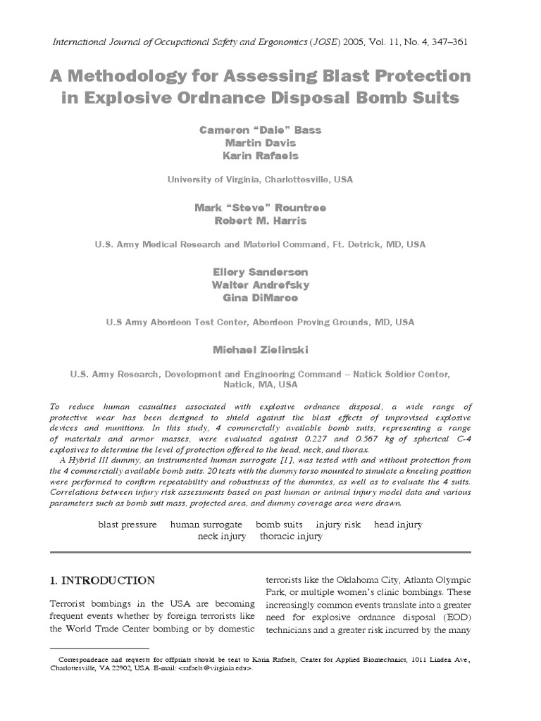 EOD Bomb Suit Assessment | PDF