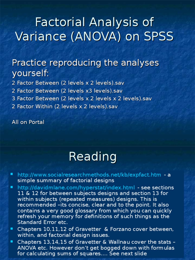 ANOVA Factorial Analysis in SPSS | PDF