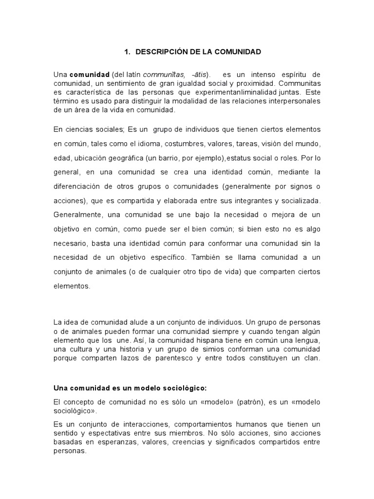 Descripción de la Comunidad y su Dinámica | PDF | Comunidad | Science