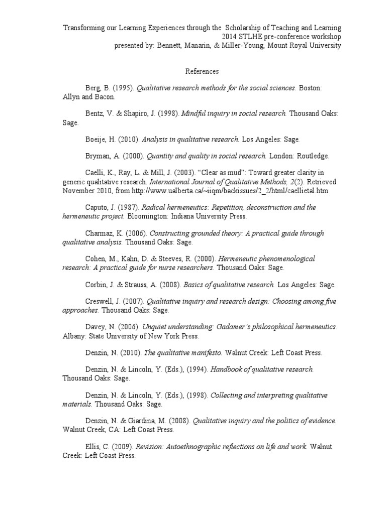 References Qualitative Research | PDF | Qualitative Research | Hermeneutics