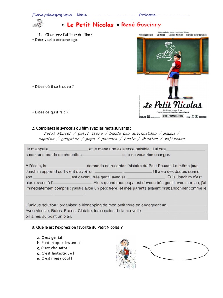 Fiche Pédagogique : Le Petit Nicolas | PDF