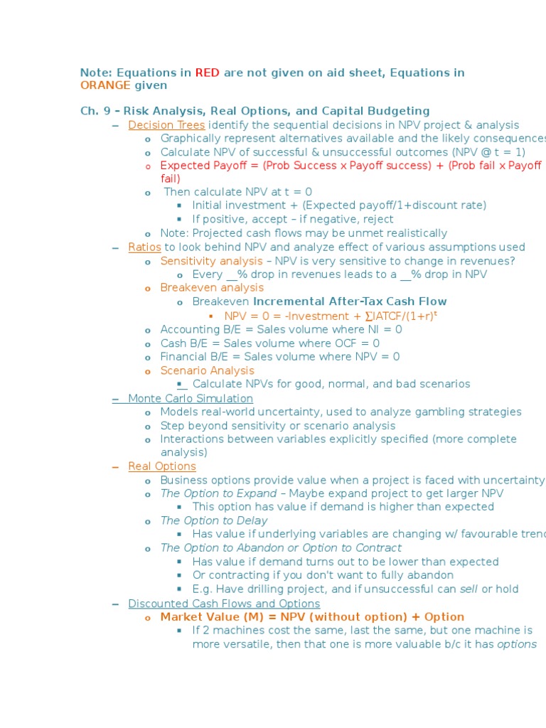 MOS 3311 Final Notes | PDF | Cost Of Capital | Beta (Finance)
