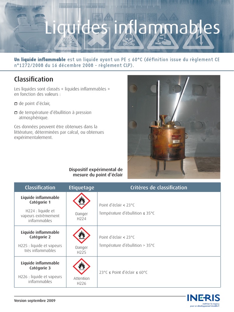 6 CLP Liquides Inflammables INERIS | PDF | Sciences physiques | Chimie ...