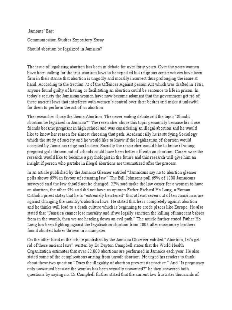 CAPE Communication Studies Expository Essay | PDF | Abortion | Doctor ...