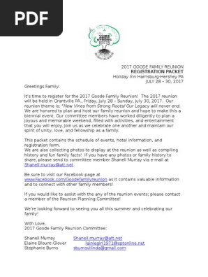 Family Reunion Registration Packet Edit Print Fill Out 40+ Family