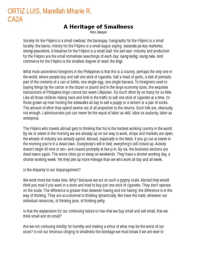 A Heritage of Smallness | PDF | Philippines